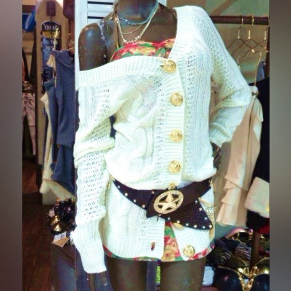 D.I.A | Sweaters | Dia Gyaru Gold Button Cream Cable Knit Sweater Dress ...
